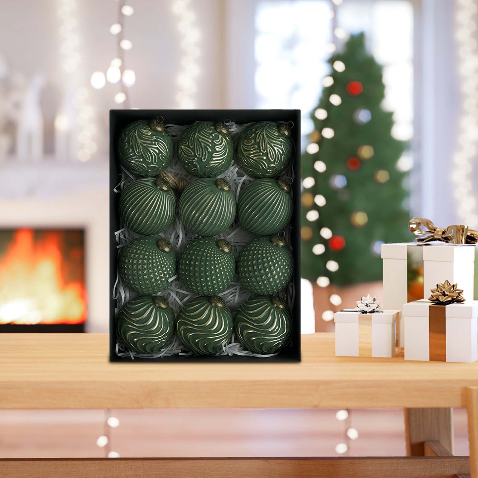 8CM Christmas Set Decoration Christmas Box Set With 12 Antique ...