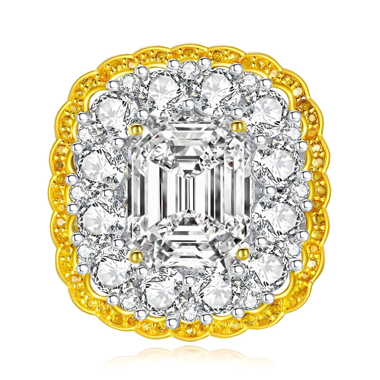 8CT Moissanite Rings for Women D Color VVS1 Clarity Emerald Cut ...