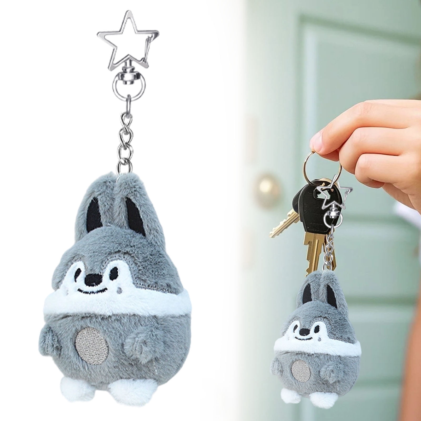 8Cm Gray Wolf Plush Keychain—Soft, Lightweight, and Perfect for Fans Or ...