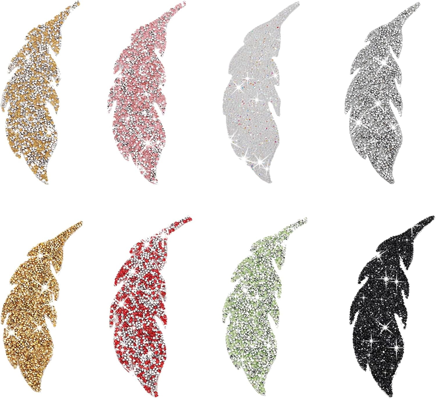 8Colors Leaf Rhinestone Clothes Patches Leaf Shape Hotfix Rhinestone ...