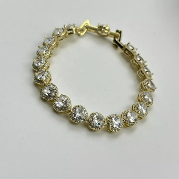 8Ct Heart Cut Simulated Diamond Women's Wedding Halo Tennis Bracelet ...