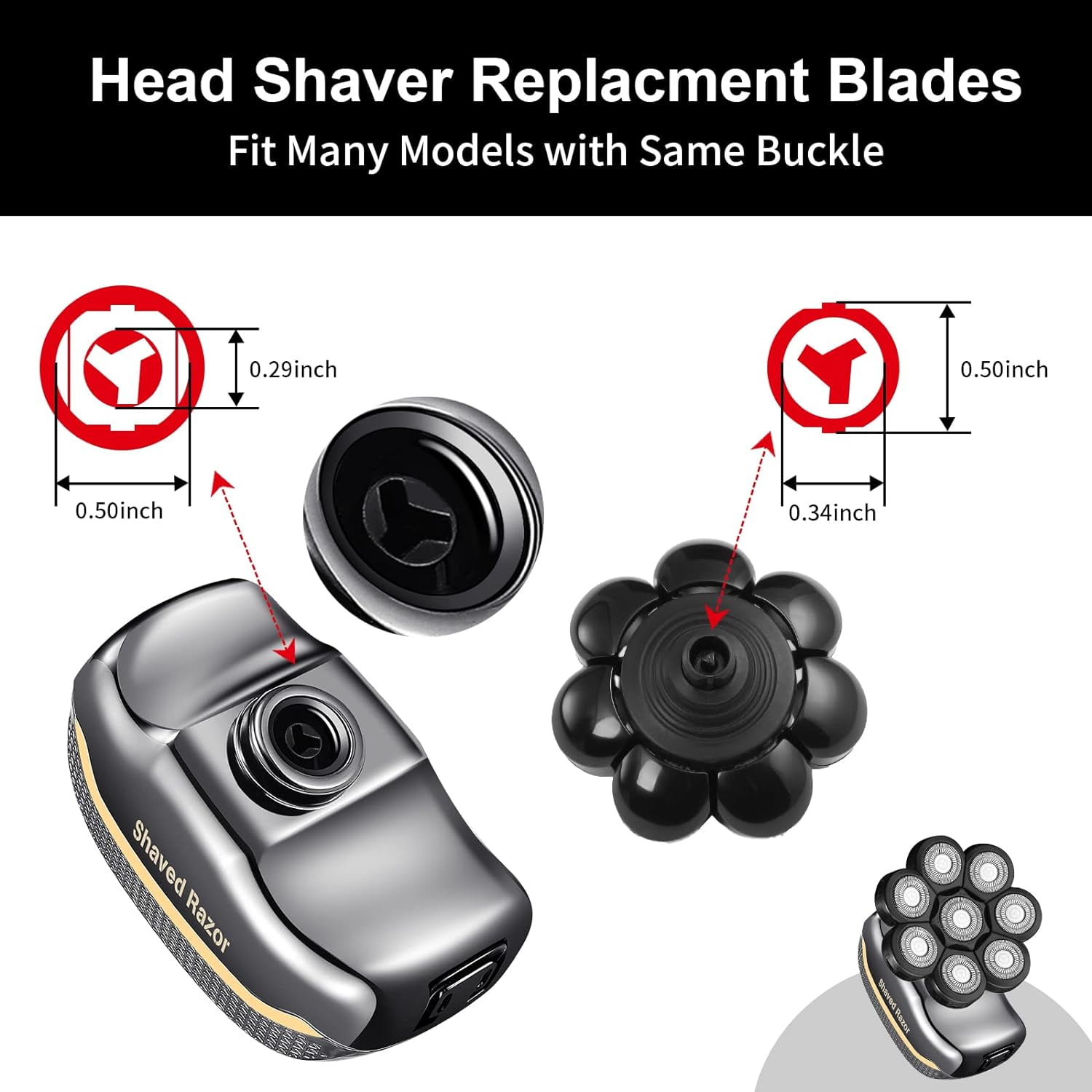 8D Blade Replacement Heads, Shaver Replacement Blades, Head Shavers For ...