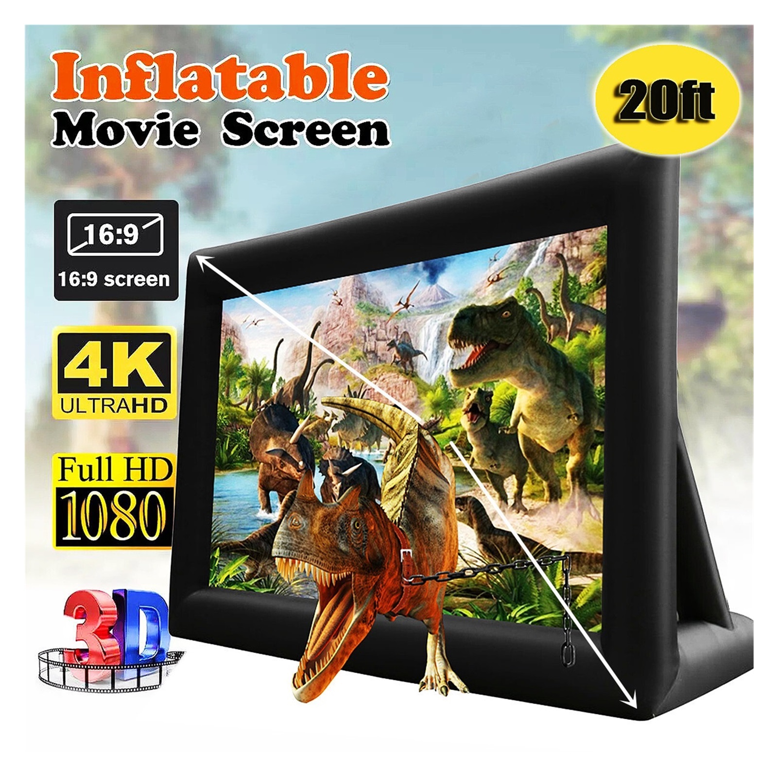 8FT 20FT Inflatable Movie Theater Projector Screen With Power 12V Low ...