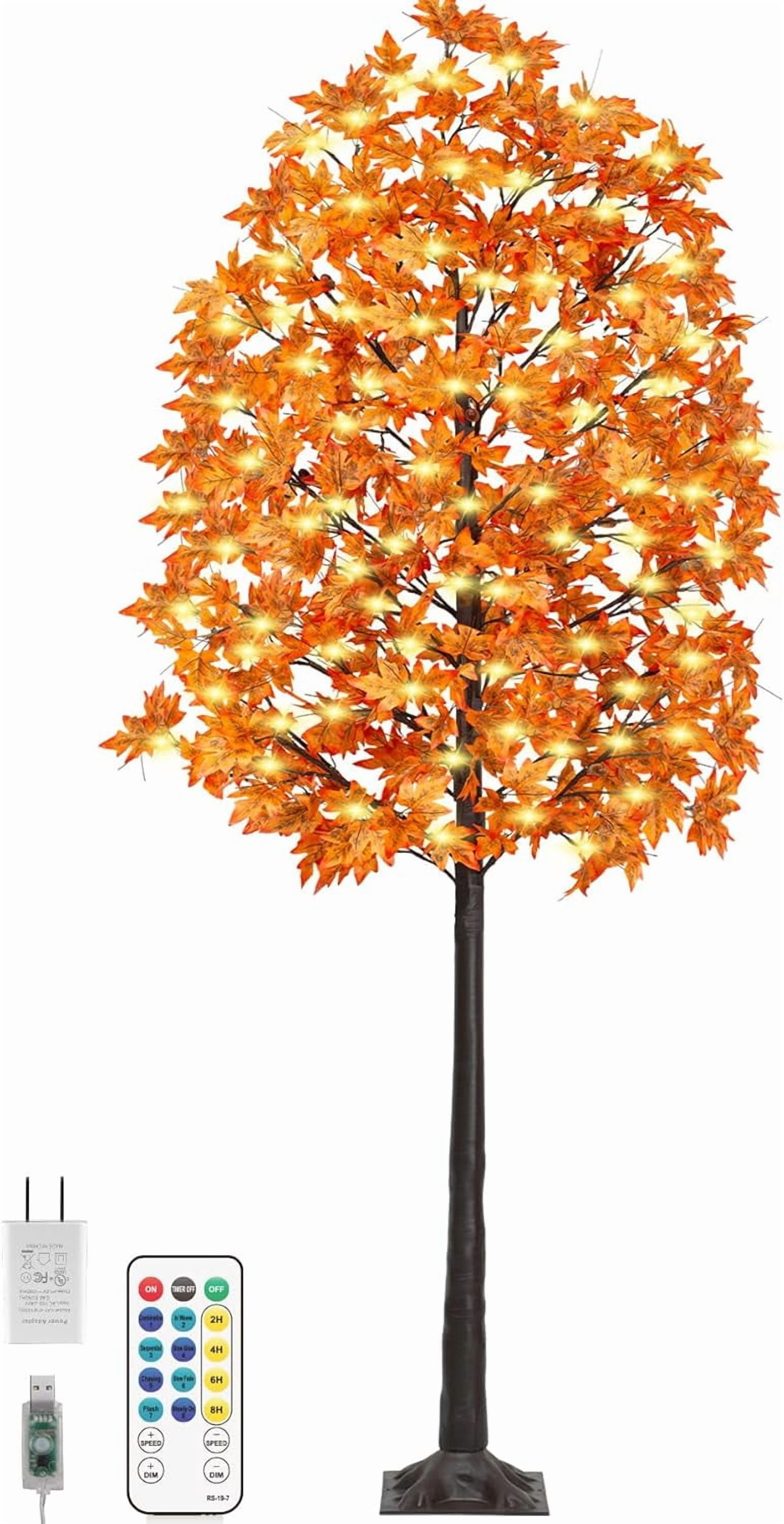 8FT 210 LED Lighted Maple Tree - Thanksgiving Decor Artificial Fall ...