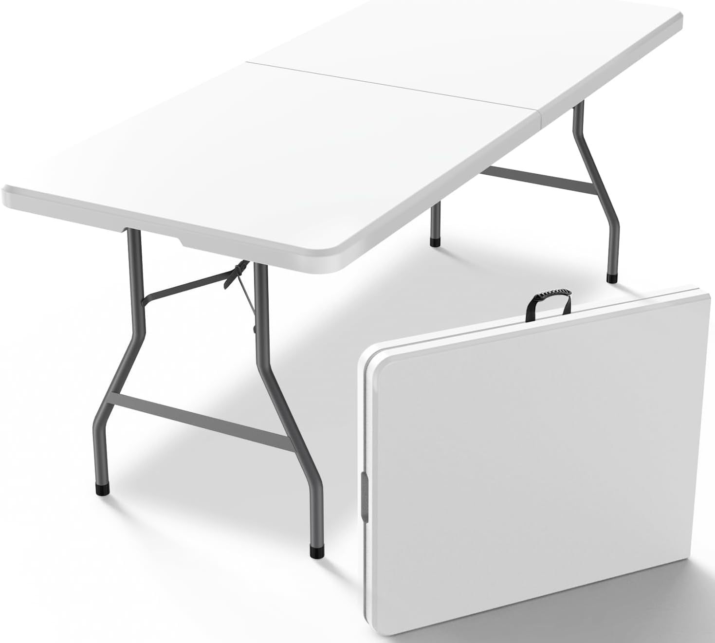 8FT（30" x 96"） Folding Table, Indoor Outdoor Heavy Duty Picnic Table ...