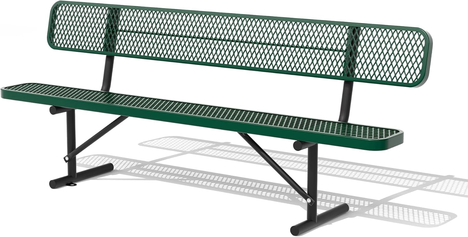 8FT Benches for Outside, Heavy-Duty Green Outdoor Garden Bench with ...