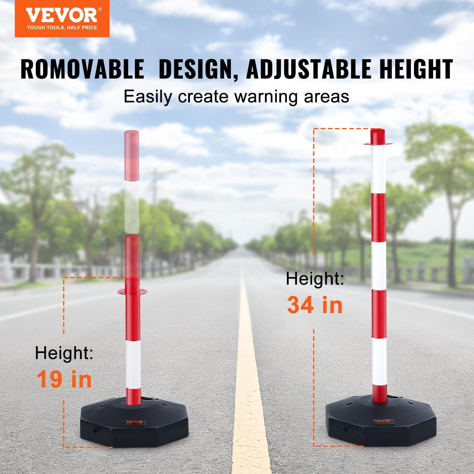 8FT Chain-Linked Safety Cones, 4-Pack – Adjustable Height & Weighted ...