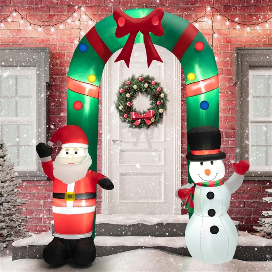 8FT Christmas Inflatable Arch with Santa and Snowman, Blow up Yard ...