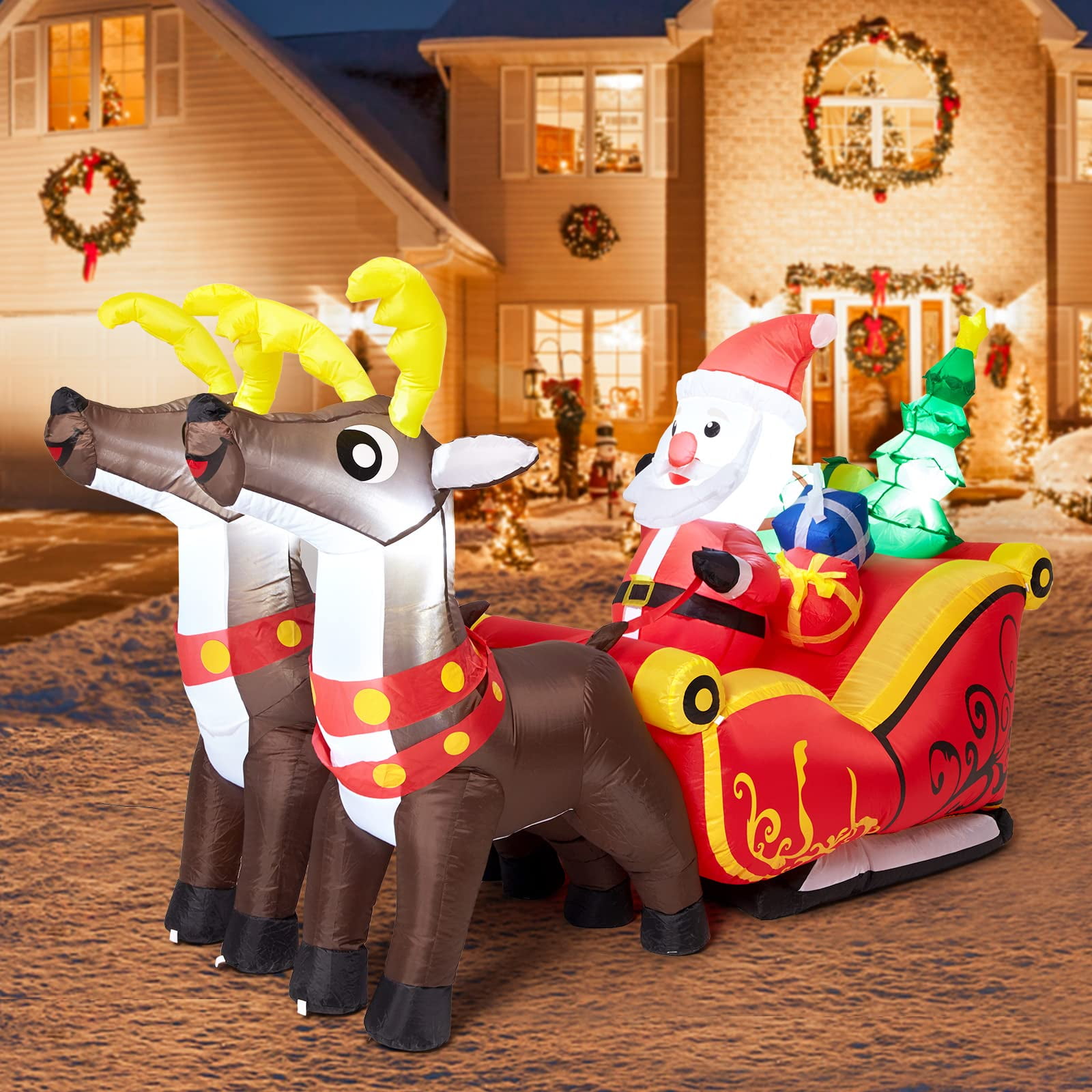 Tzou Christmas Inflatable Outdoor Decoration, 8FT LED Stocking with ...