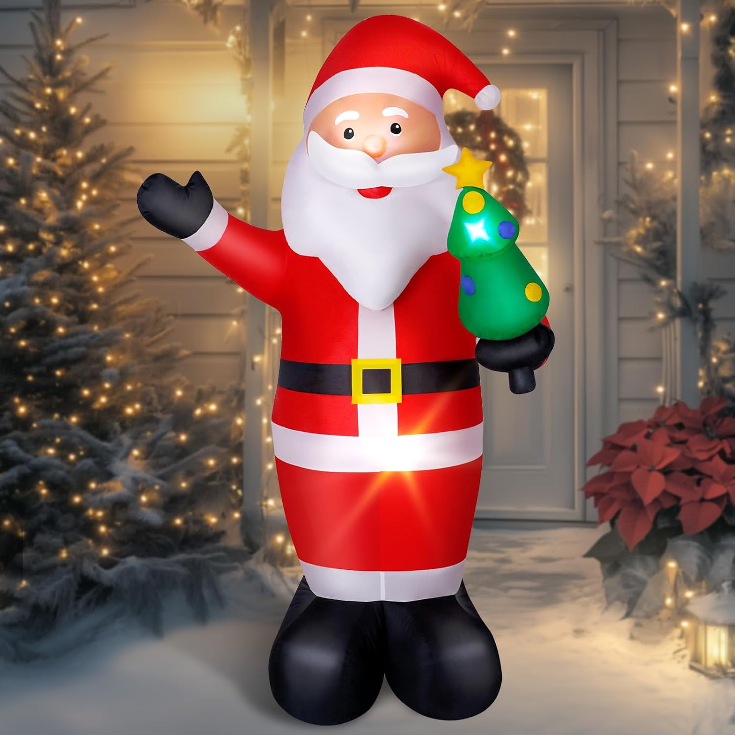 8FT Christmas Inflatable Santa Outdoor Decoration, Blow up Santa Claus ...