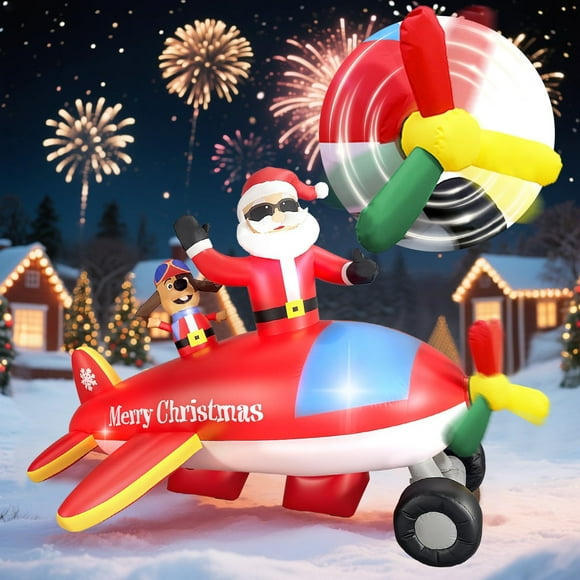 Inflatable Christmas Decorations with Santa in Helicopter and More