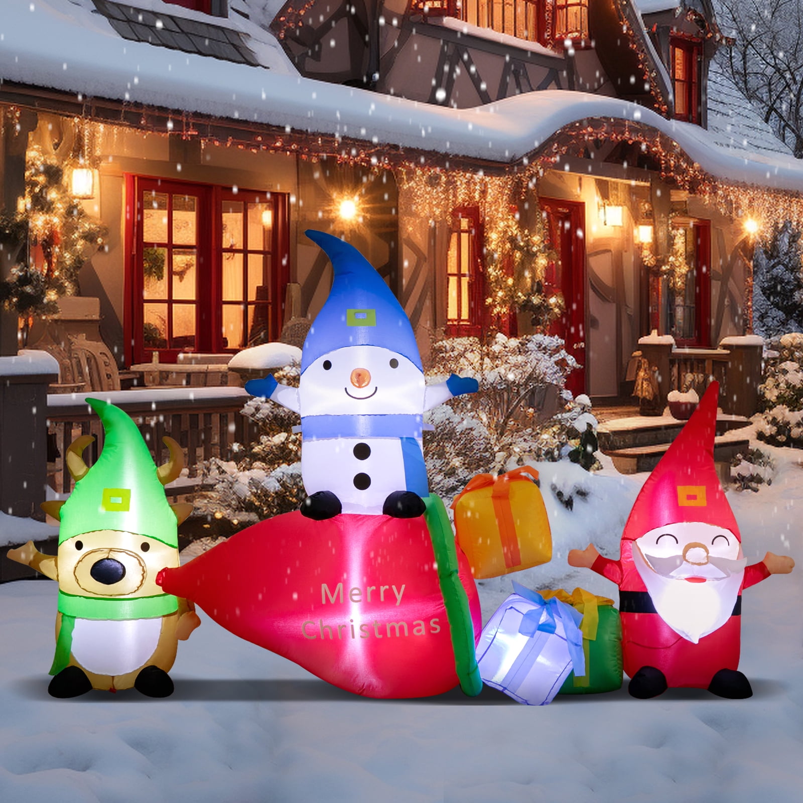 8FT Christmas Inflatables Outdoor Decorations: Santa Claus Snowman ...