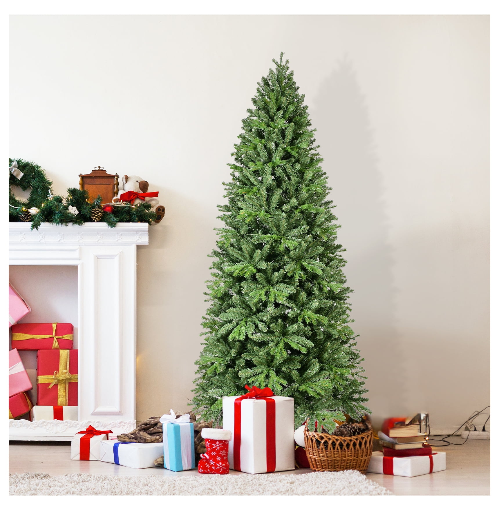 8FT Christmas Tree with 1847 PE+PVC Tips – Full-Bodied Holiday Tree ...