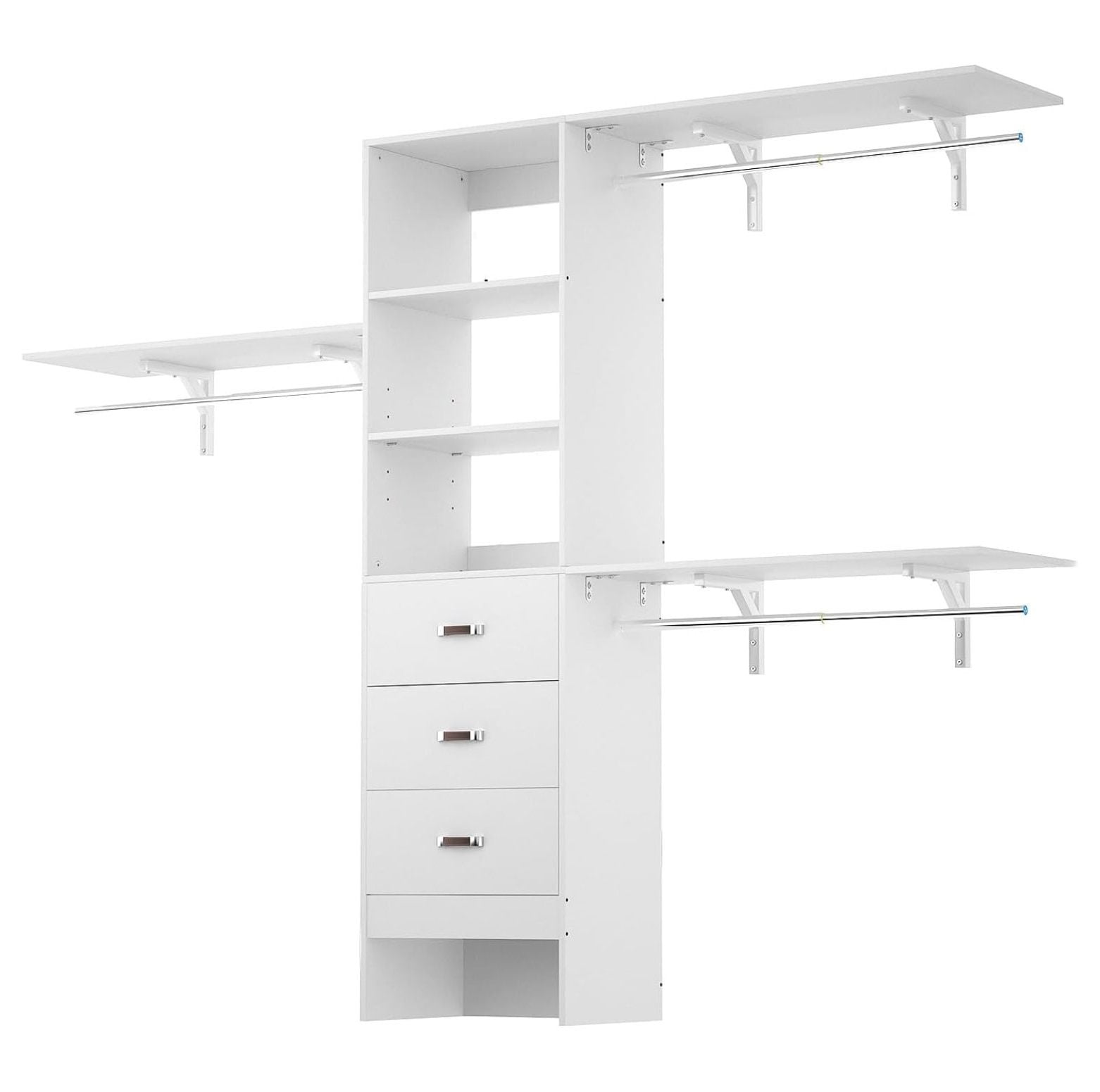 8FT Closet System, 96'' Closet Organizer System with 3 Hanging Rods ...