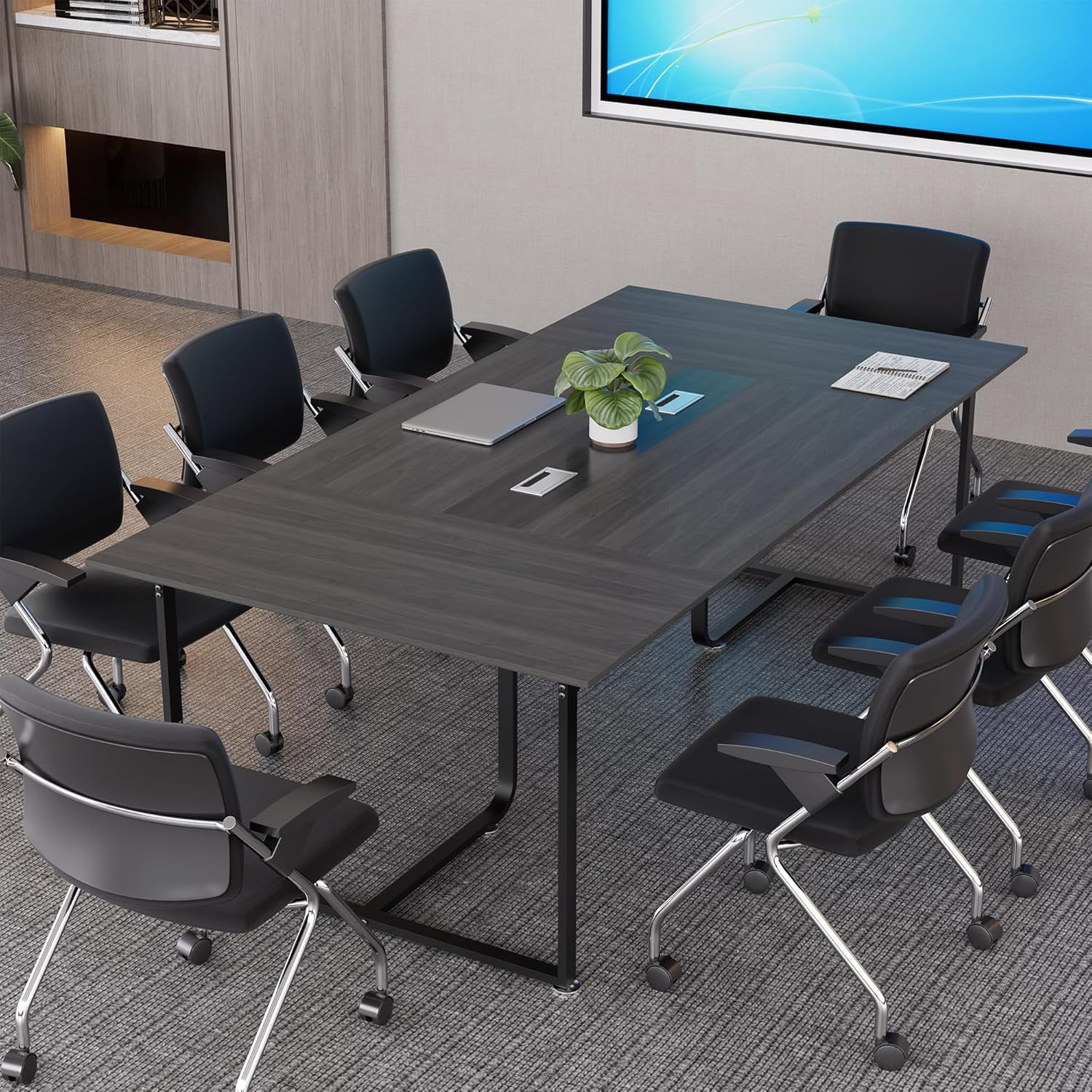 8FT Conference Table,94.4 L x 47.2 W x30.7 H Meeting Seminar Table with ...