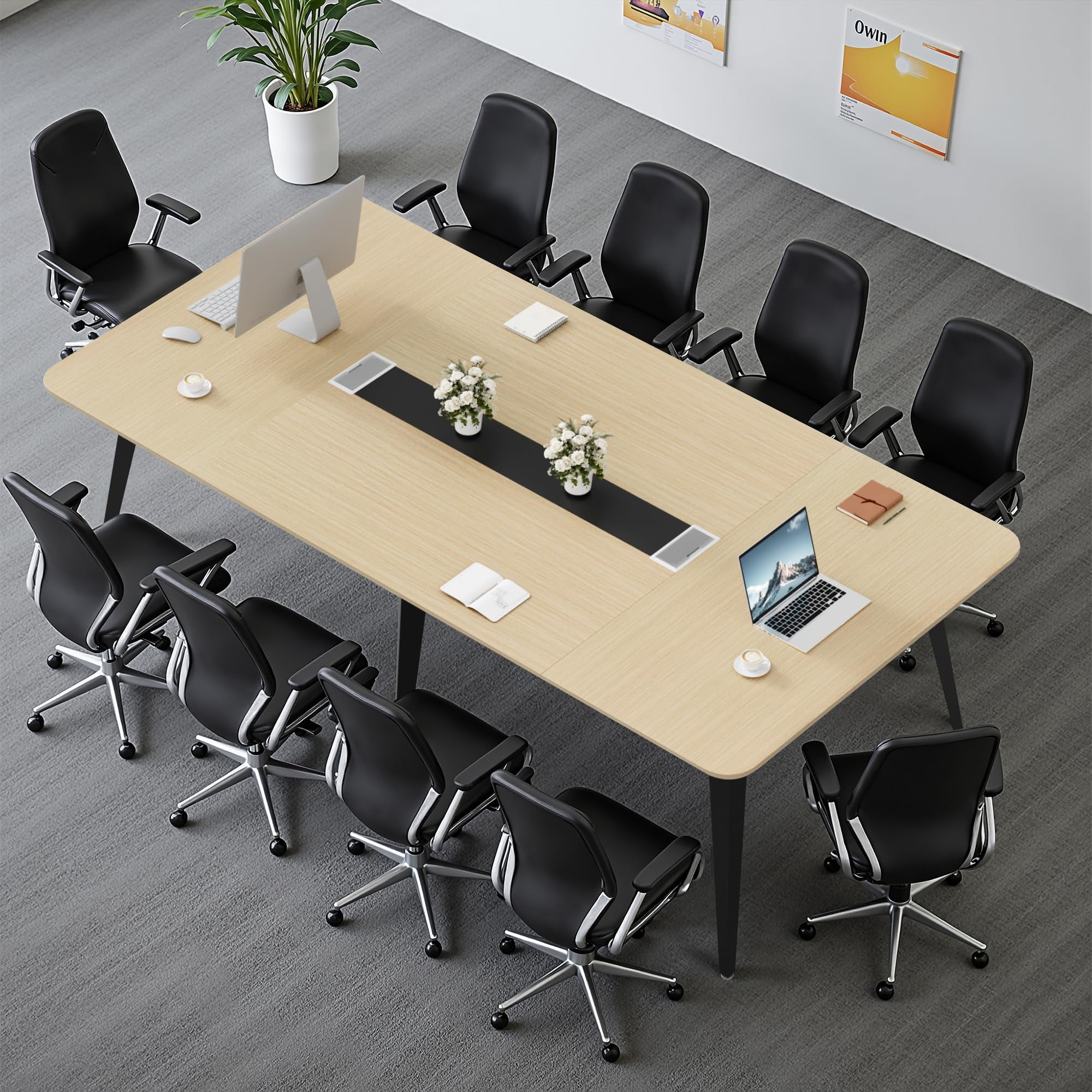 8FT Conference Table for Office, 94.48" Large Meeting Table with Cable Grommets, Boardroom ...