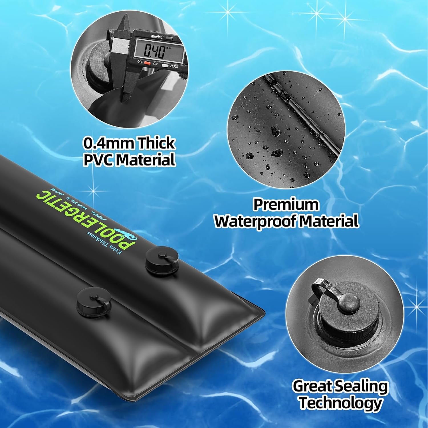 8FT Double Chamber Pool Water Bags, Heavy Duty Water Tubes with Screw ...