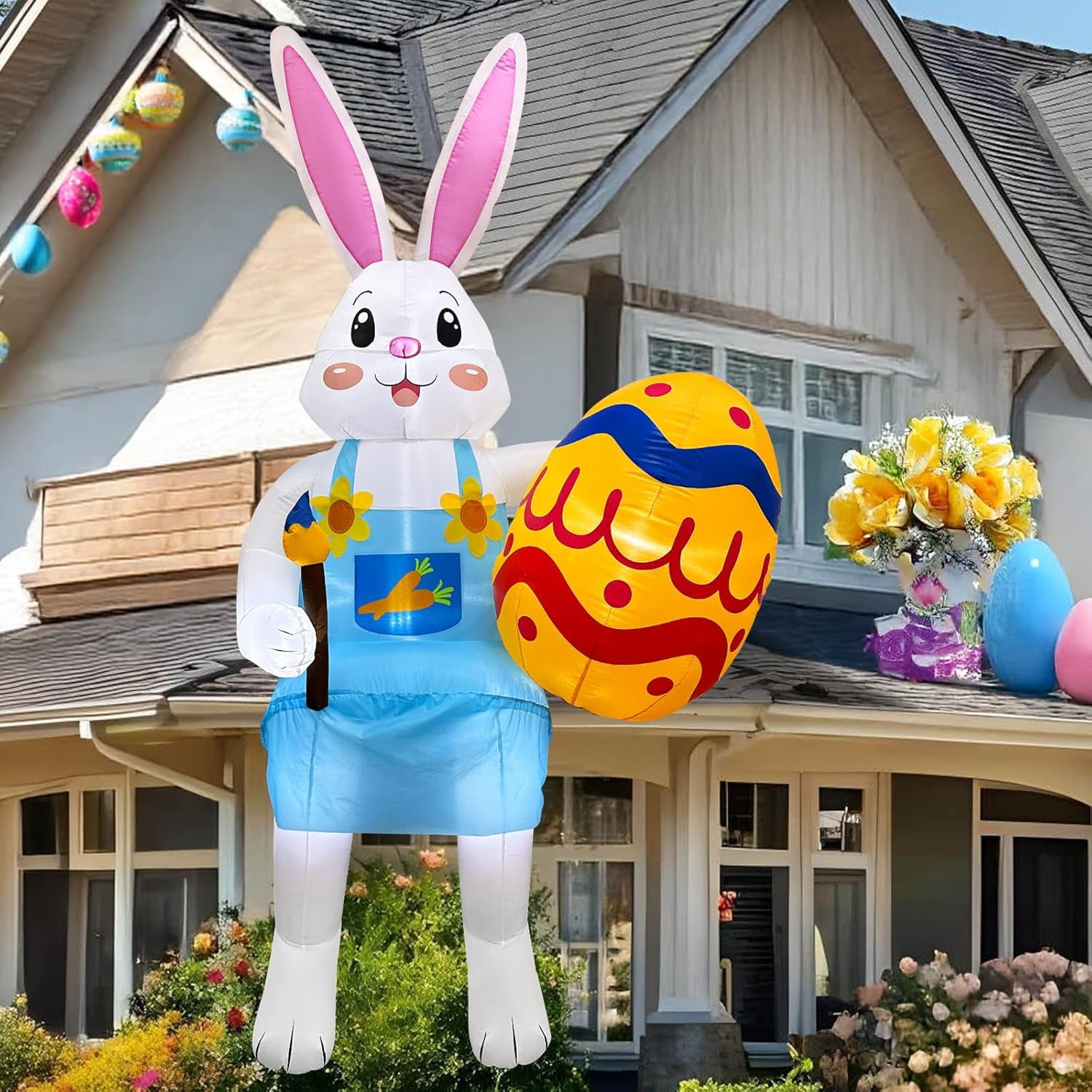 8FT Easter Inflatables Outdoor Decorations Sitting Inflatable Bunny ...