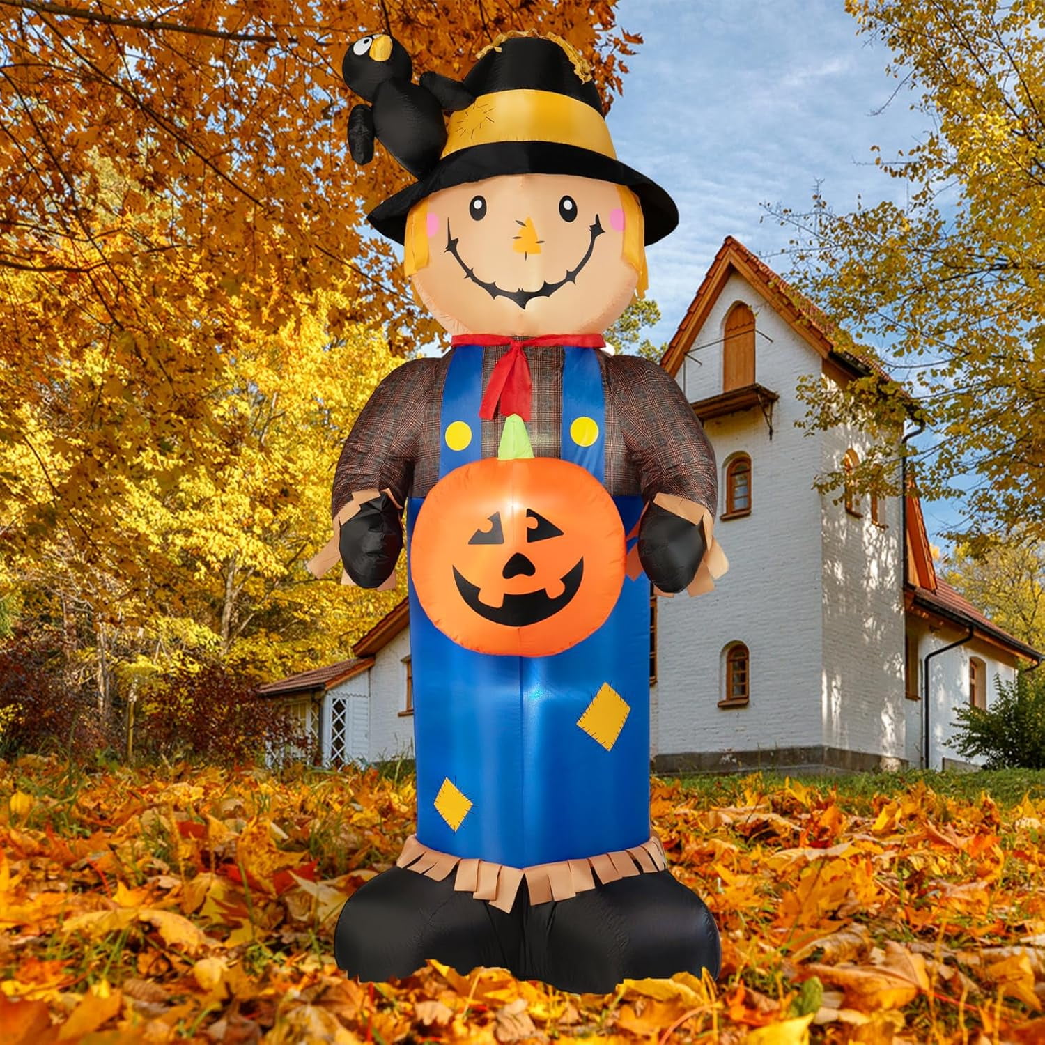 8FT Fall Inflatables Scarecrow Decorations, Giant Scarecrow with ...