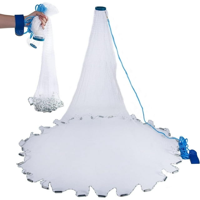 8FT Fishing Cast Net Bait Easy Throw Hand Cast Strong Nylon Mesh for ...