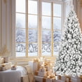 8FT Flocked Christmas Tree with 1445 Tips - Snowy PVC & Hard Needle ...