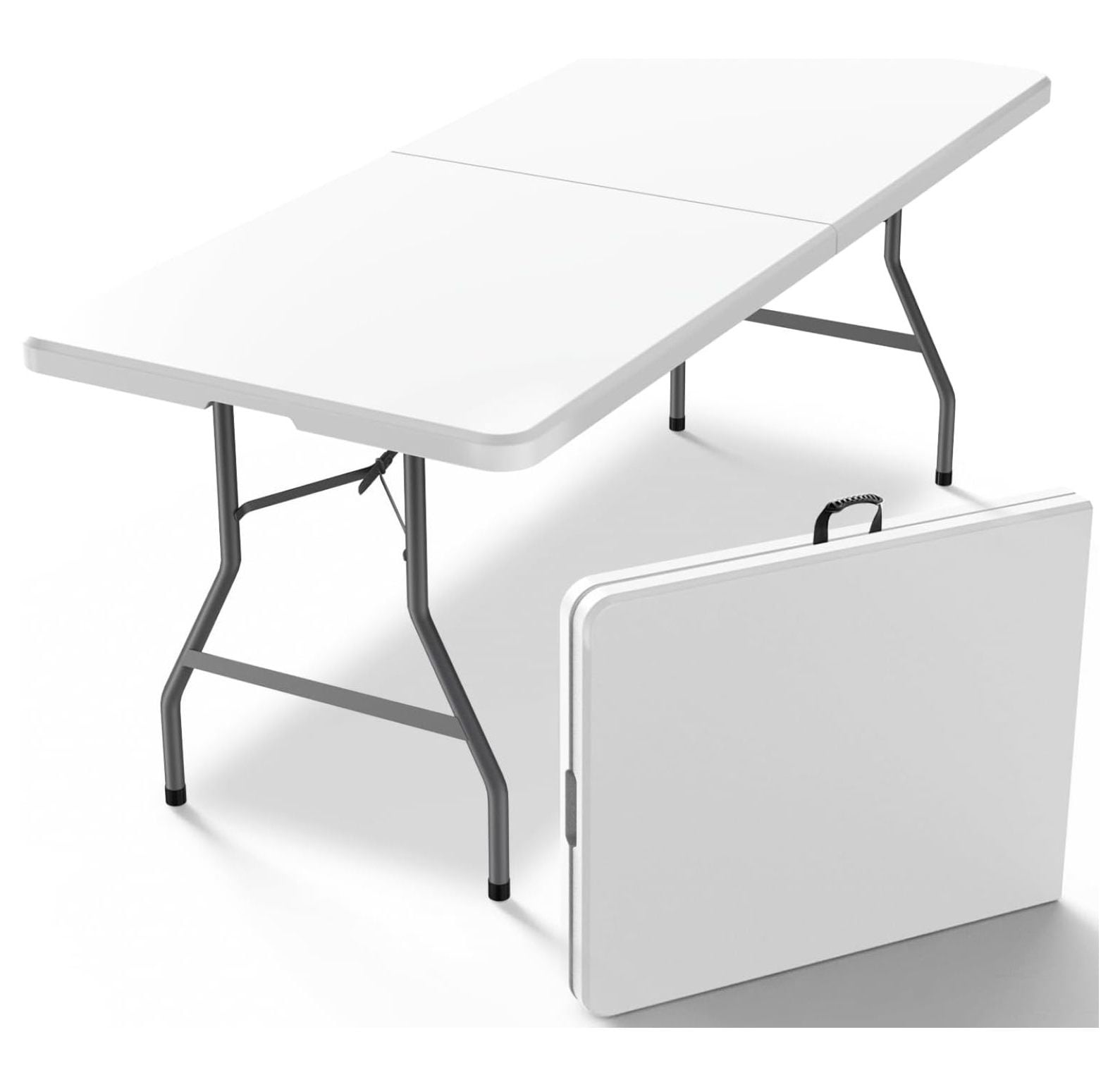 8FT Folding Table, 30 x 96 Inch Heavy Duty Plastic Foldable Table with ...