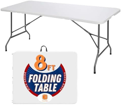 8FT Folding Table Indoor Outdoor Heavy Duty Portable Folding Plastic ...