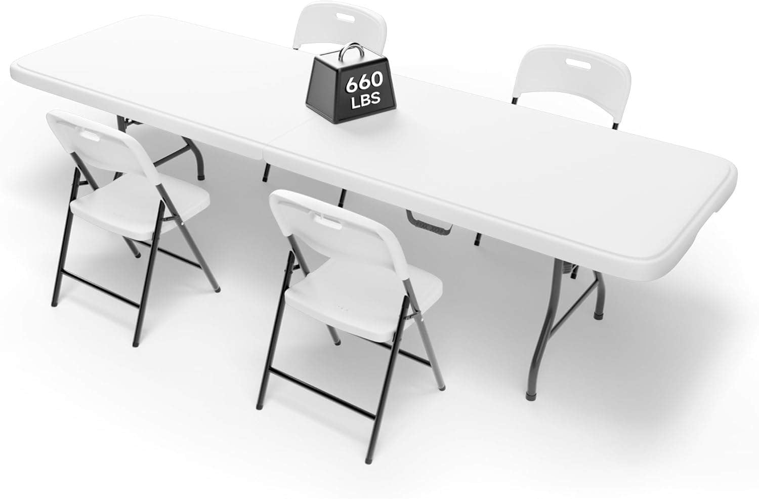 8FT Folding Table Set with 4 Chairs – Heavy-Duty Portable Furniture for ...