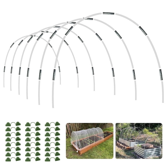 6-Set Fiberglass Garden Hoops with 10x30FT Insect Netting and 20 Clips ...