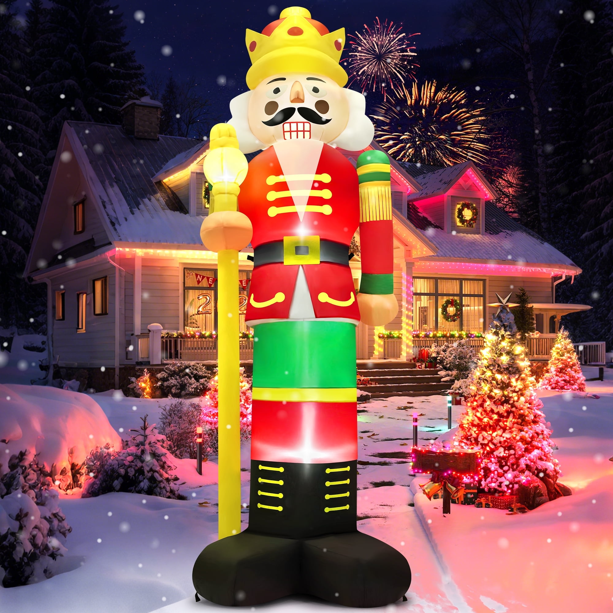 Yexmas 8FT Christmas Inflatable Nutcracker Soldier Blow Up Yard Decor ...