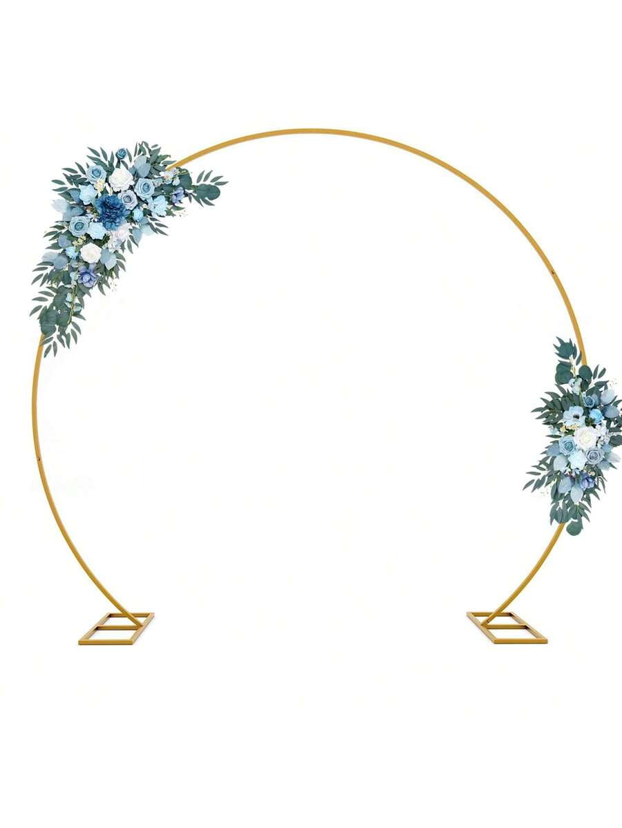 8FT Gold Round Backdrop Stand Circle Balloon Arch Frame Large Metal ...