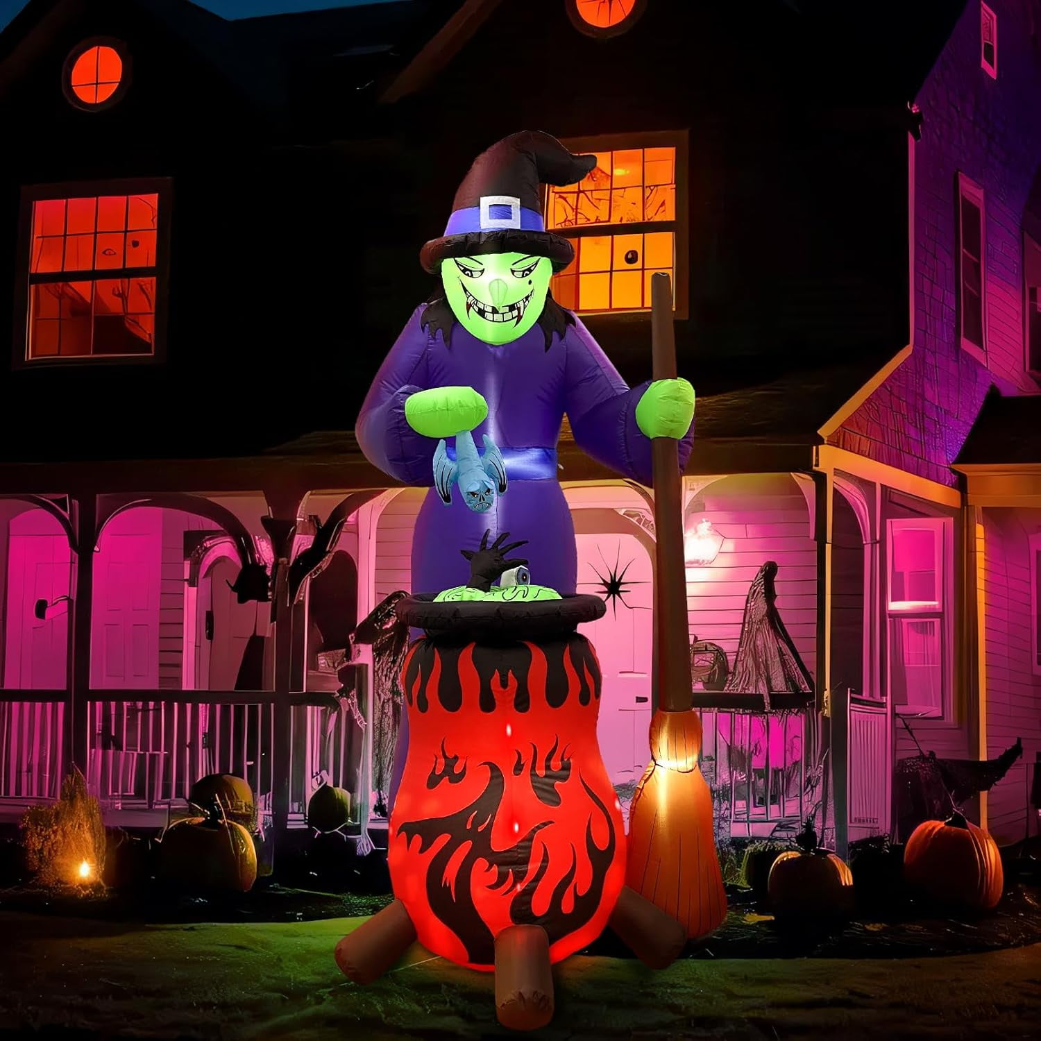 8FT Halloween Inflatables Outdoor Decorations, Inflatables Witch with ...