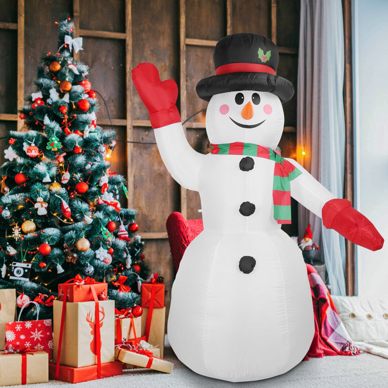 8FT LED Light Up Snowman Outdoor Christmas Inflatable Lighted Yard ...