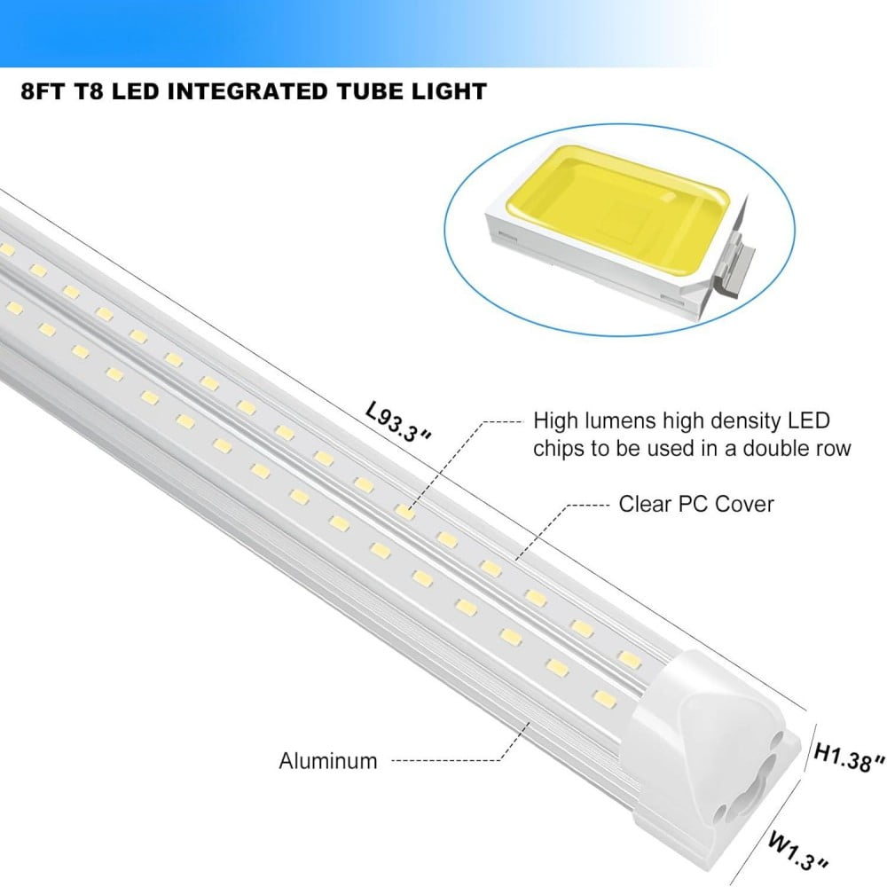 8FT LED Shop Light 10 Pack, Hanging/Surface Mount 6000K/White High ...