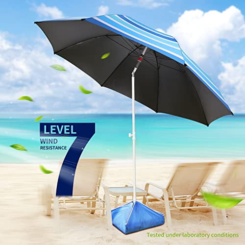 8FT Large Beach Umbrella with Level 7 Wind Resistance, Sand , Portable ...