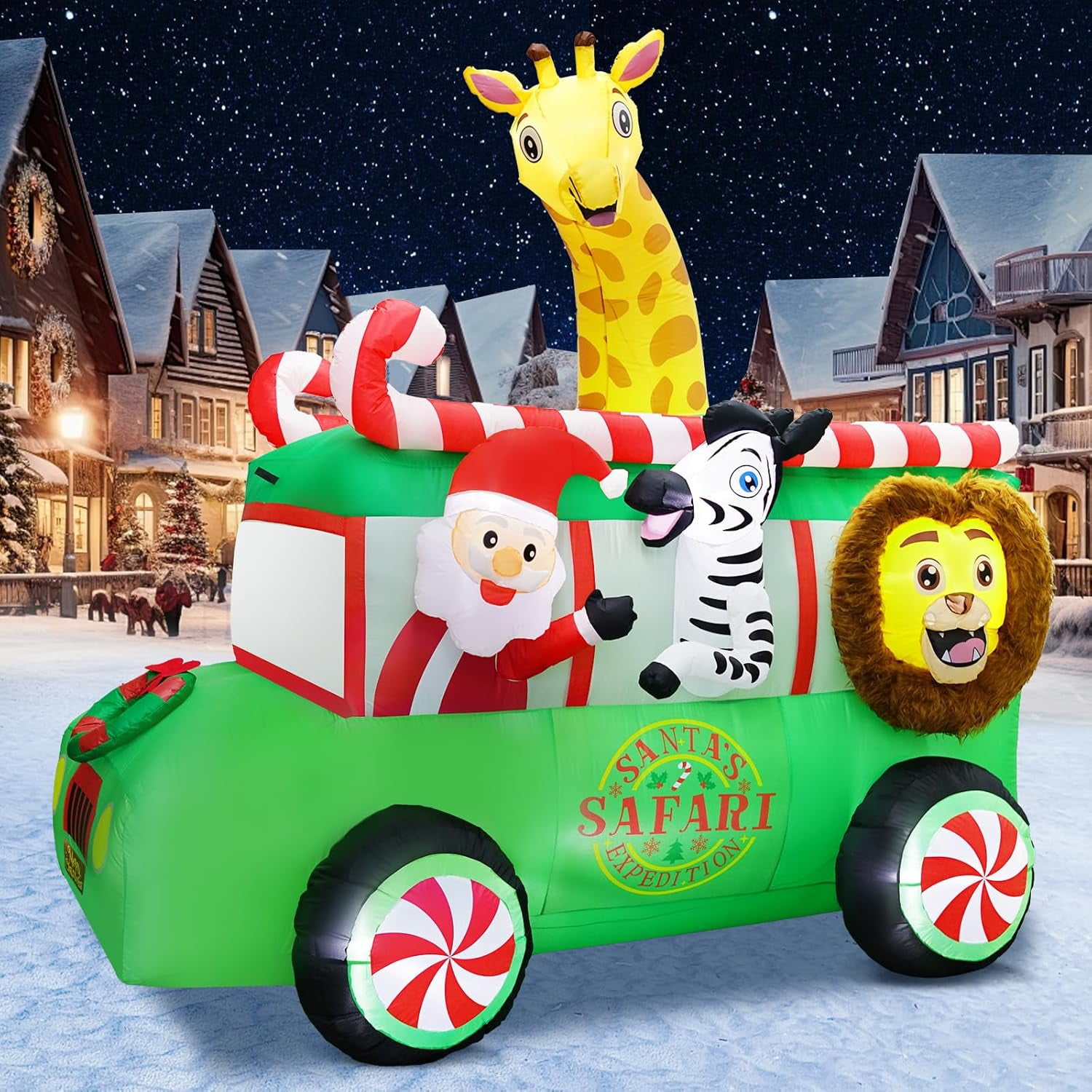 8FT Length Christmas Inflatables Santa Animals Van - Inflatable Outdoor ...