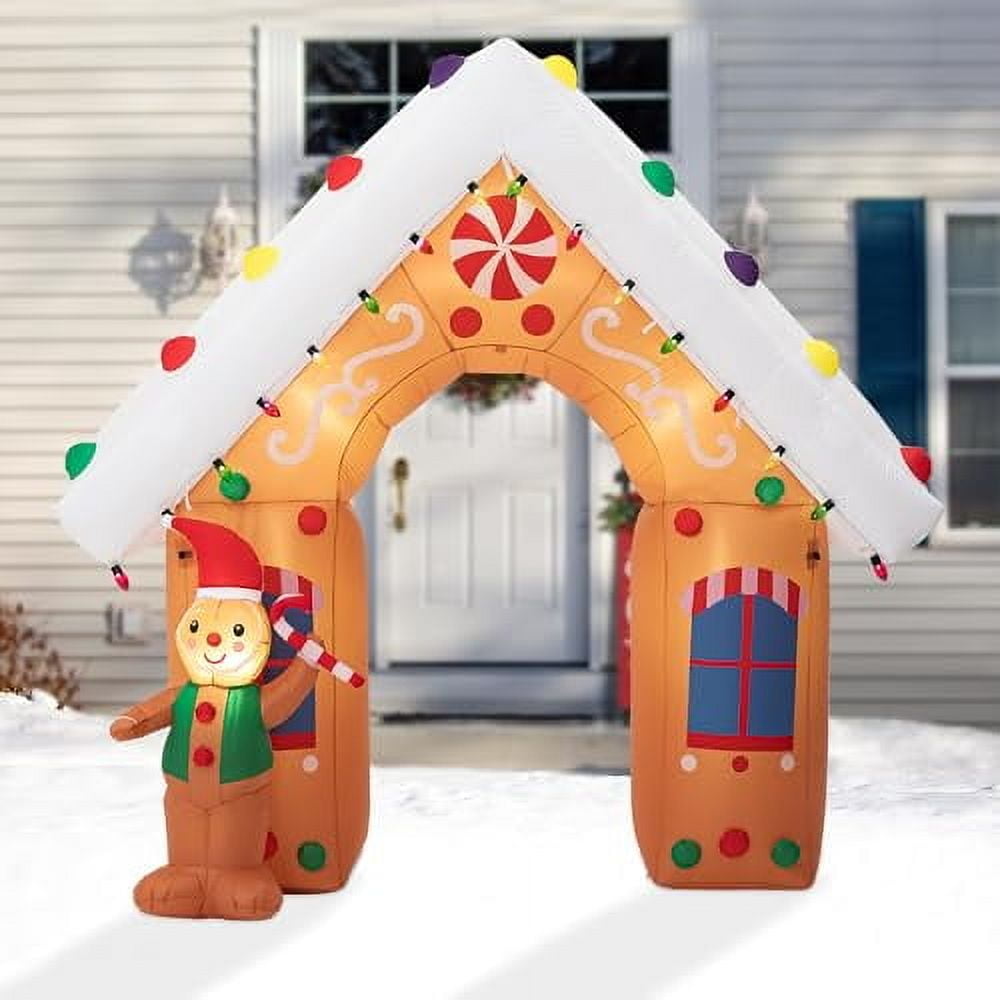 8FT Lighted Gingerbread House Inflatable Decor for Christmas, Party ...