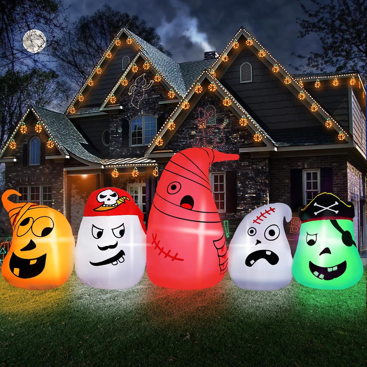 8FT Long Halloween Inflatables Ghost Outdoor Decorations, 5 Pirate ...