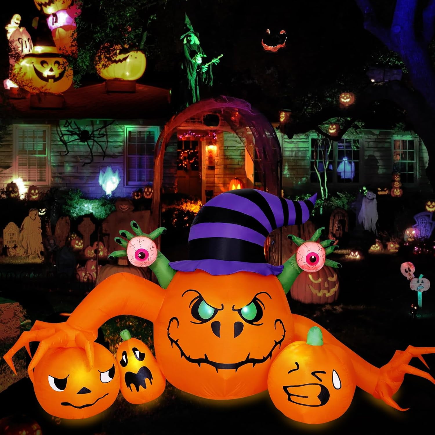 8FT Long Halloween Inflatables Outdoor Decorations, Pumpkin Decorations ...