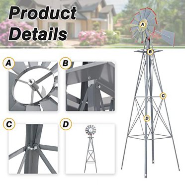 Zimtown 8FT Windmill Ornamental, Weather Resistant Metal for Home ...