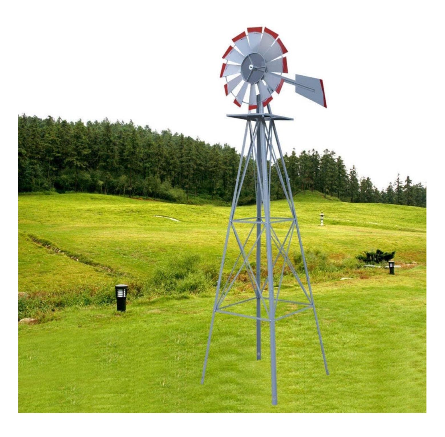 8FT Ornamental Windmill Backyard Garden Decoration Weather Vane, Heavy ...