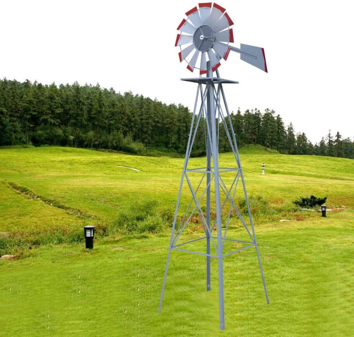 8FT Ornamental Windmill Backyard Garden Decoration Weather Vane, Heavy ...