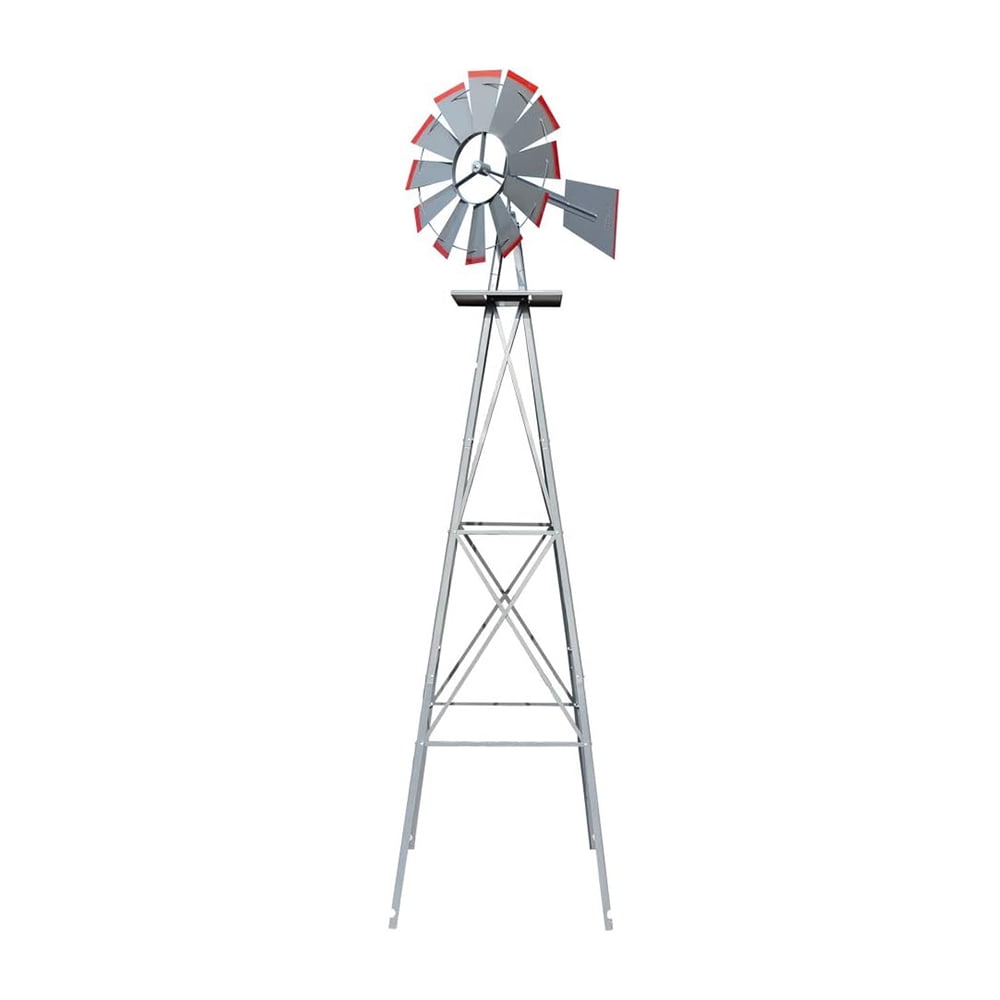 8FT Ornamental Windmill, Heavy Duty Metal Wind Mill with 4 Legs Design ...