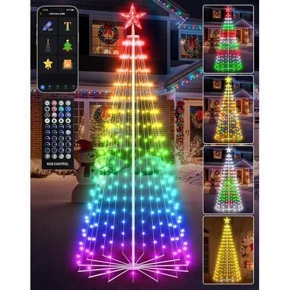 8FT Outdoor Christmas Tree Decorations Smart App Control, DIY Patterns ...