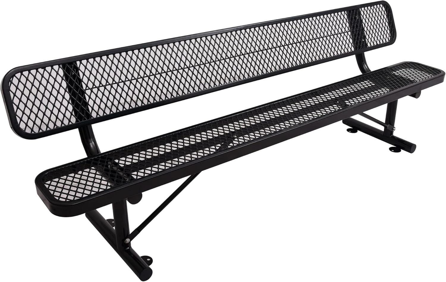 8FT Outdoor Metal Park Bench with Backrest, Heavy-Duty Expanded Picnic ...
