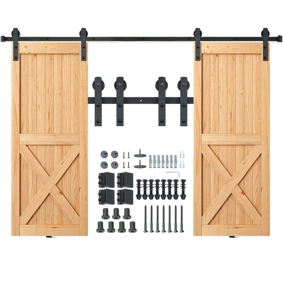 8FT Sliding Barn Door Hardware Kit, 330LBS Heavy Duty Barn Door Track ...