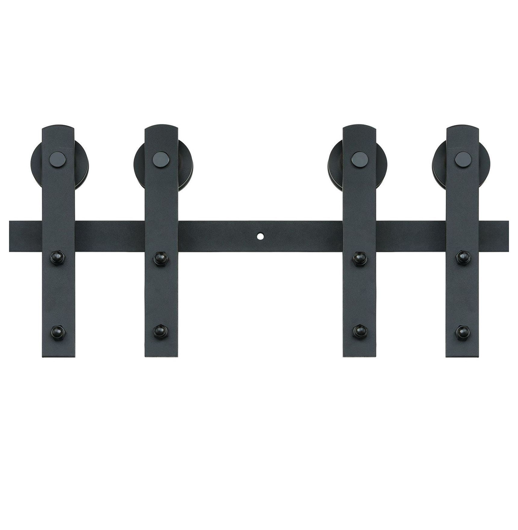 8FT Sliding Barn Door Hardware Kit, Heavy Duty 330LBS for Double Doors ...