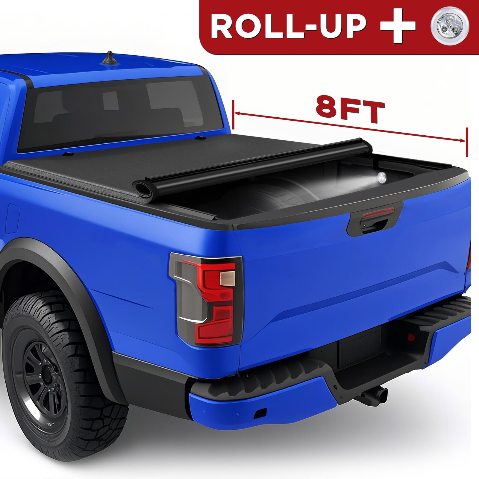 8FT Soft Roll Up Truck Bed Tonneau Cover For 1999-2016 F250 F350 F450 ...