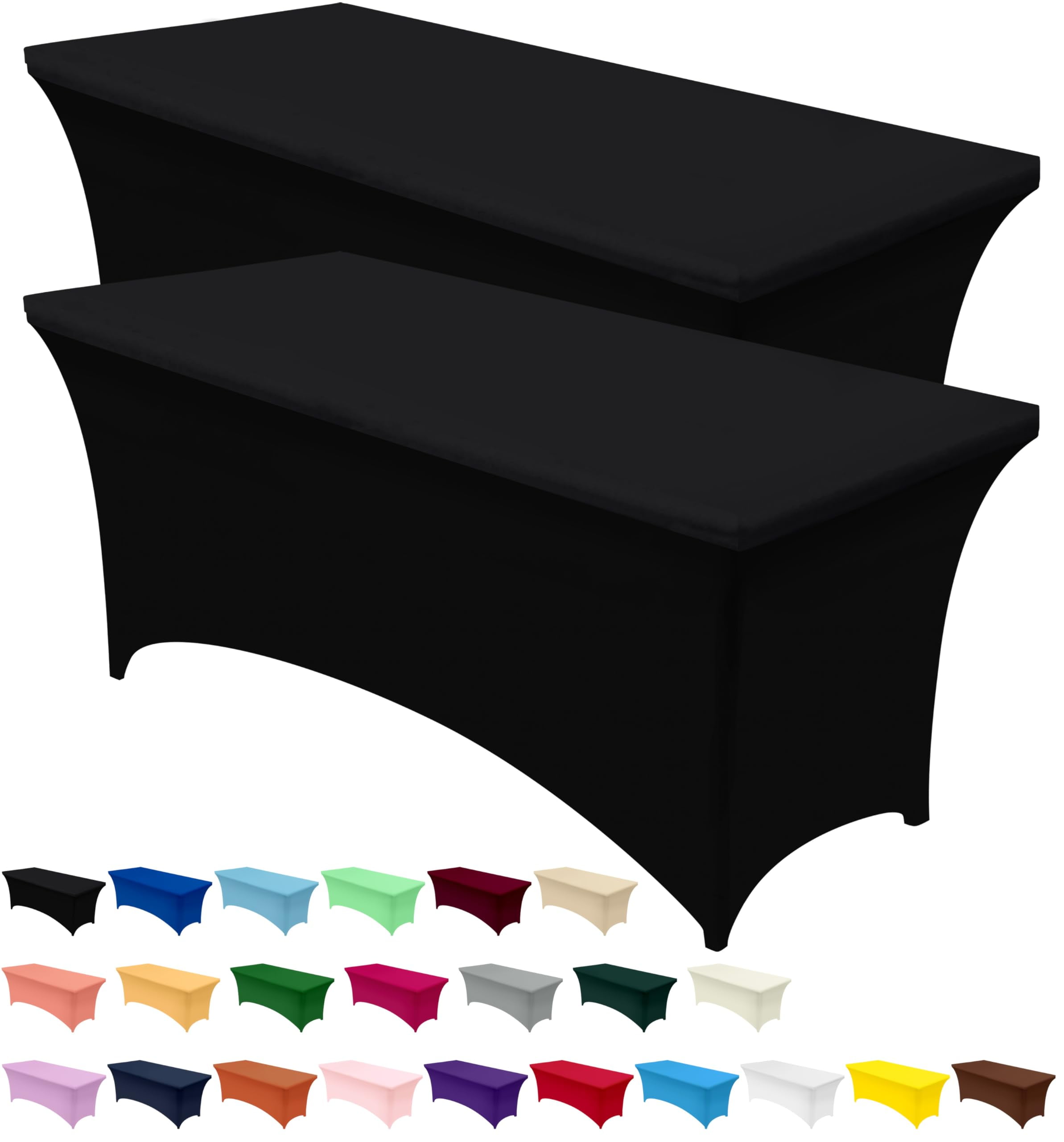 8FT Spandex Tablecloth 10 Pack Black Stretch Table Cover for Trade ...