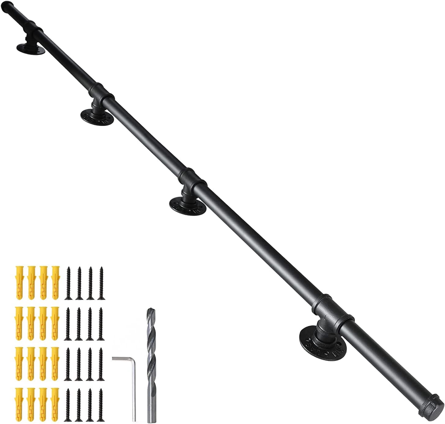 8FT Staircase Handrail Wall Mount Handrail for Indoor Stair, Industrial ...